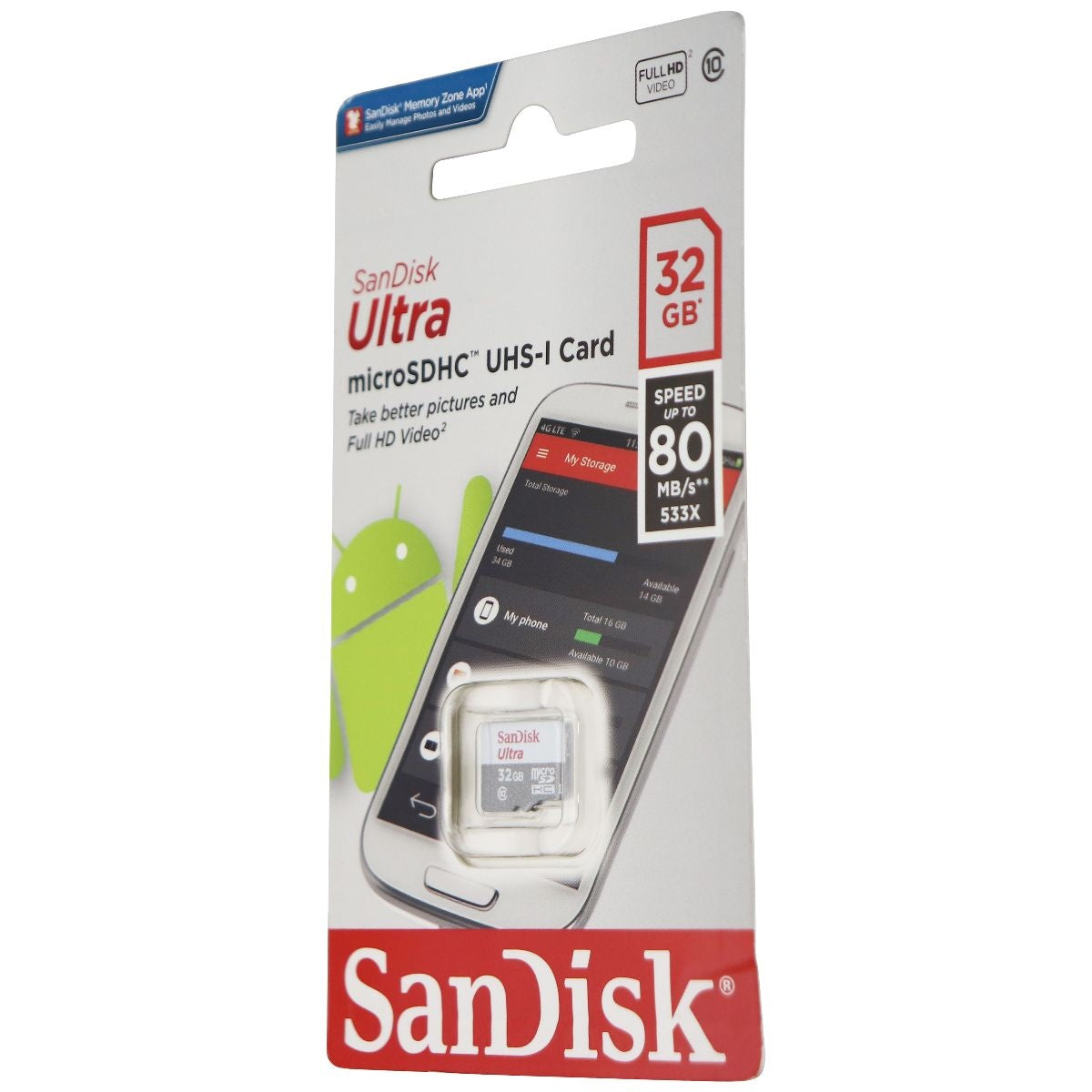SanDisk Ultra (32GB 80MB/s) UHS-I Class 10 microSDHC Memory Card – Simple Cell Bulk