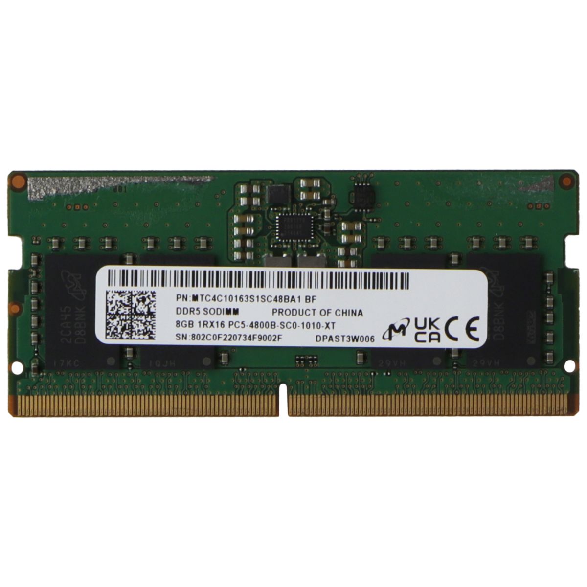 Micron 8GB DDR5 1Rx16 PC4 3200AA Laptop RAM Memory MTC4C10163S1SC4 Micron 8GB DDR5 1Rx16 PC4 3200AA Laptop RAM Memory MTC4C10163S1SC4