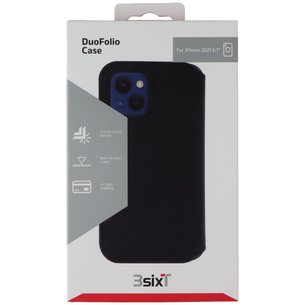 3SIXT DuoFolio Series Wallet Case for Apple iPhone 13 - Black – Simple ...