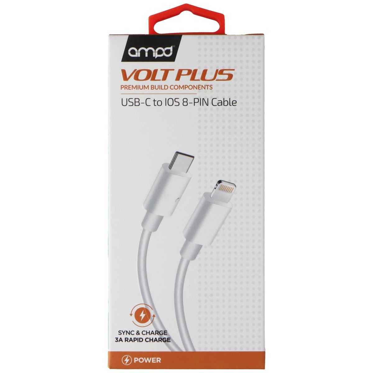 Ampd Volt Plus - (4-Ft) USB-C to Lightning 8-Pin Charge/Sync Cable - W ...