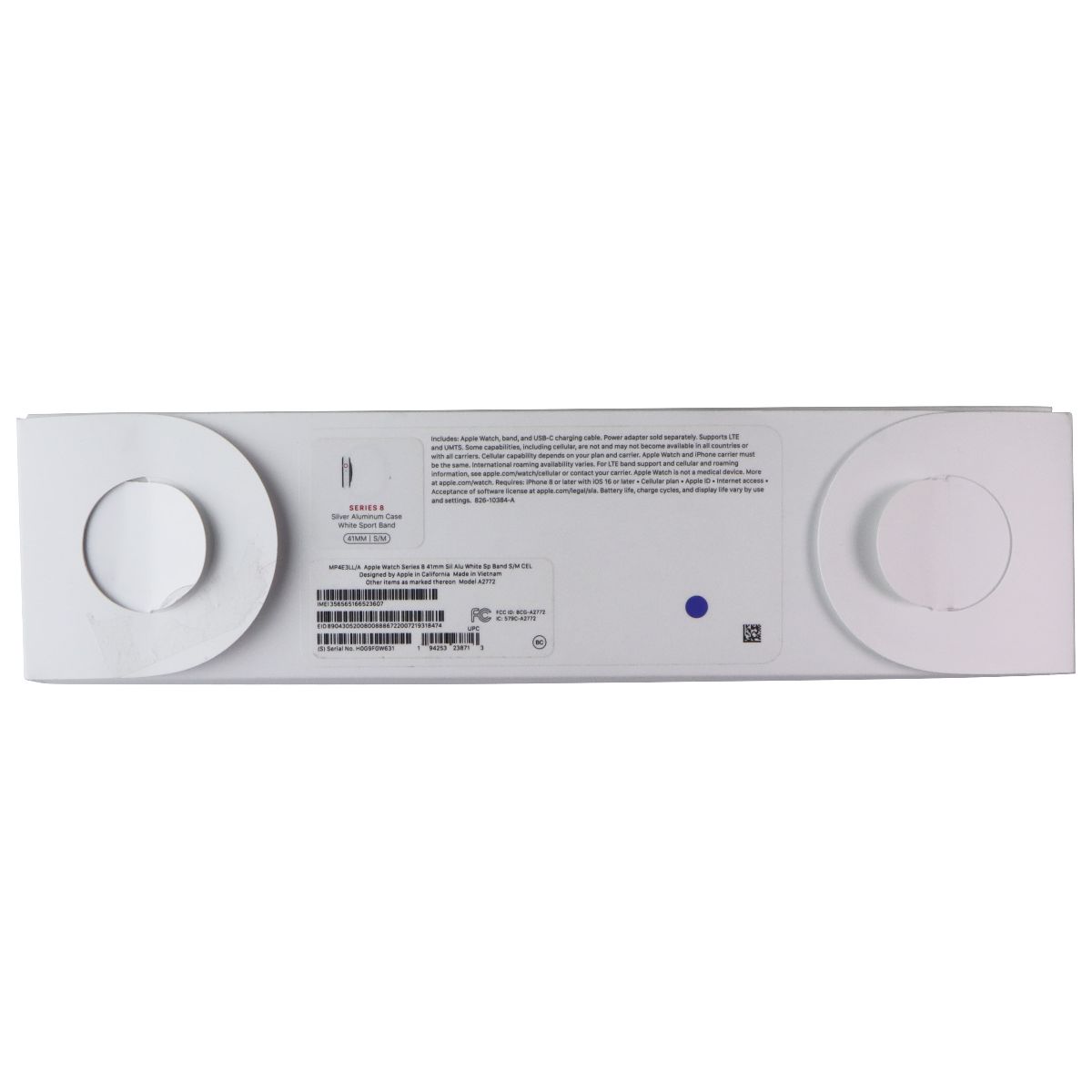 Apple Watch Series 8 (41mm) (A2772) GPS + LTE Silver AL/White Sport Ba ...