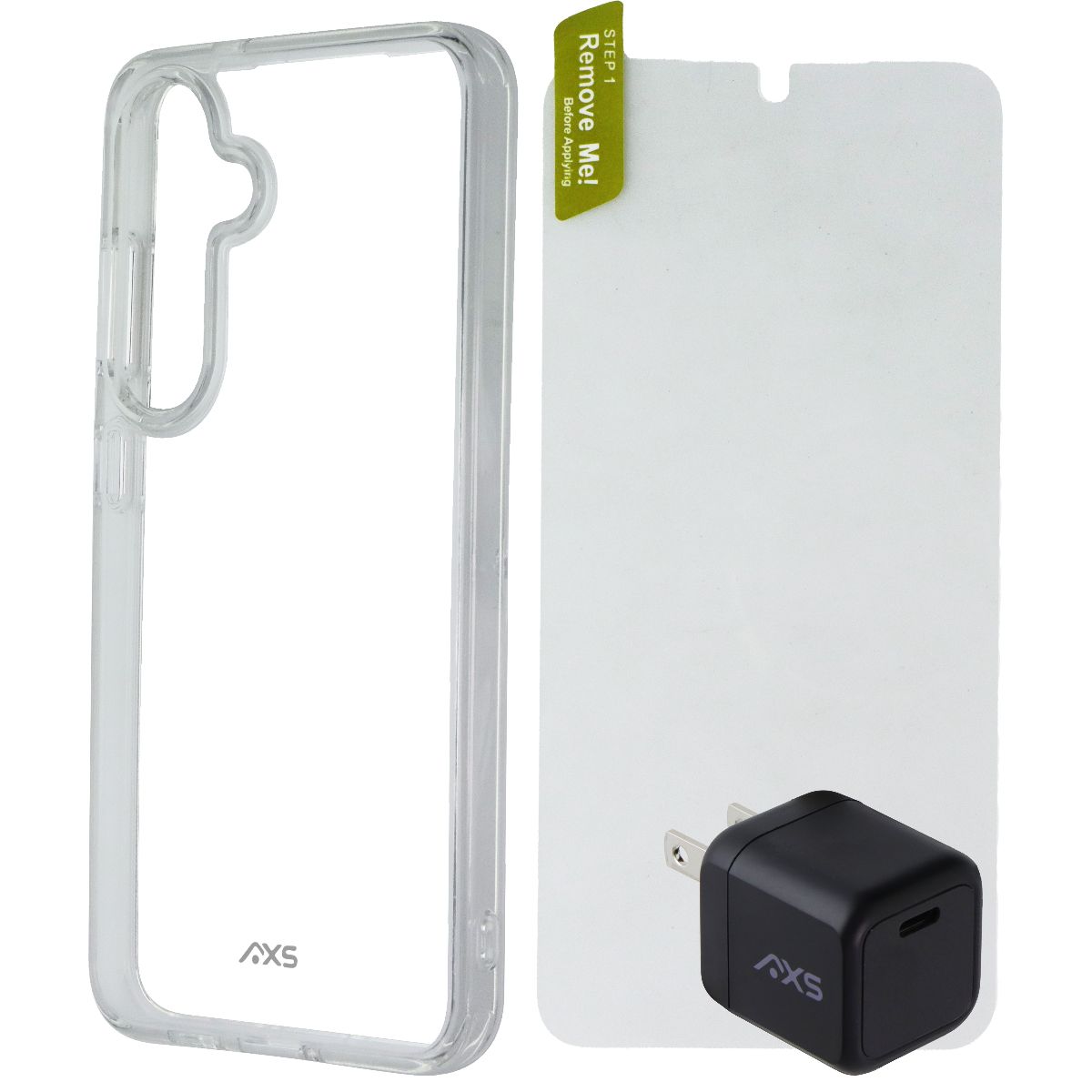 AXS Starter Kit (Case + Glass + Charger) for Samsung Galaxy S24 - Clea ...