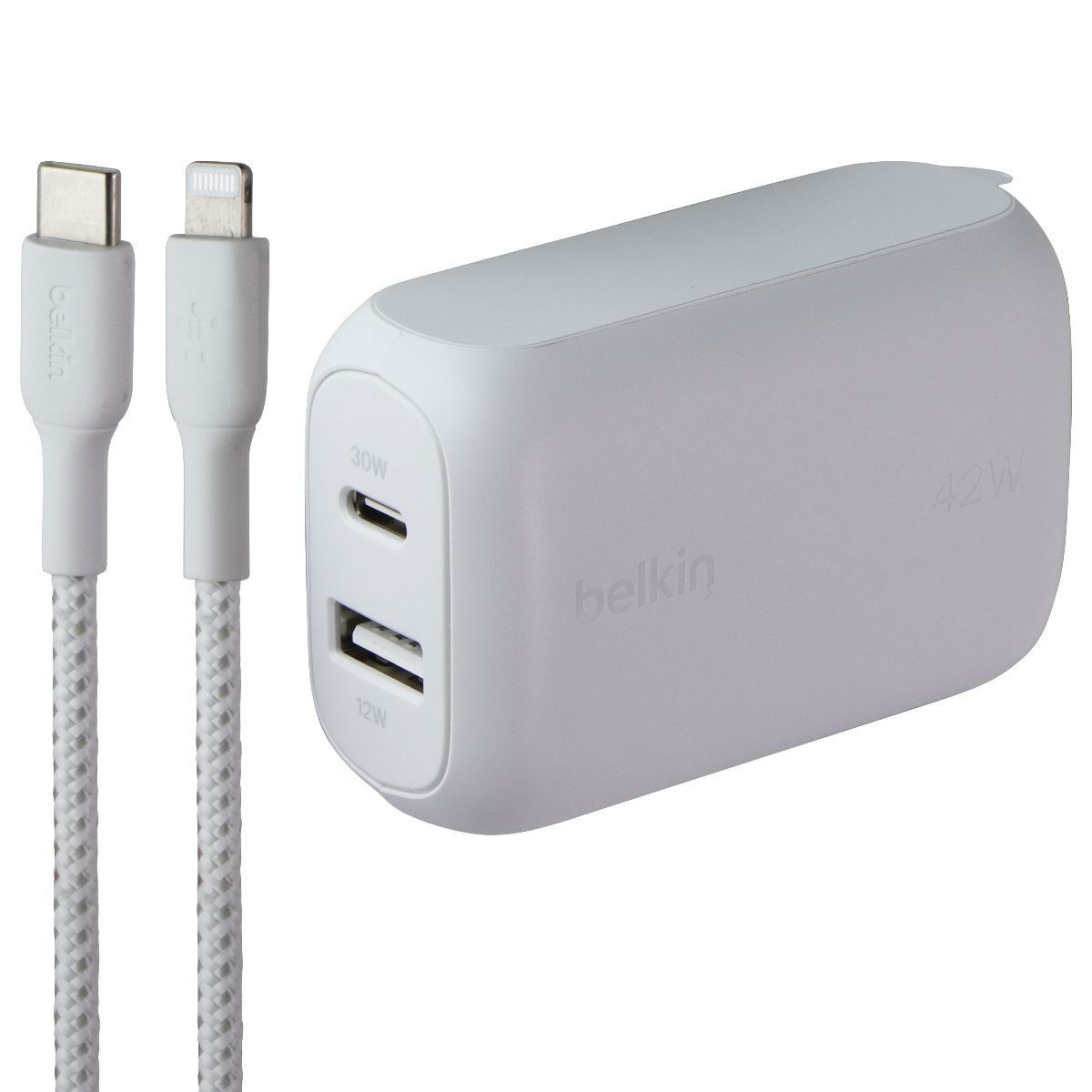 Belkin BoostCharge 42W Dual USC-C/USB-A Wall Charger + USB-C to 8-Pin ...