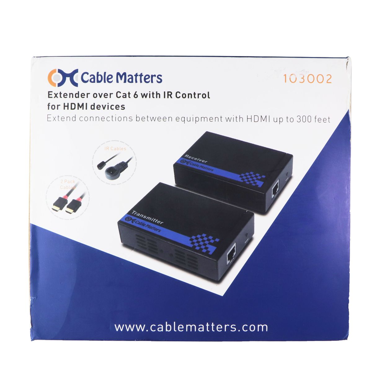 Cable Matters 103002 Extender Set Over CAT6 with IR Control for HDMI D ...
