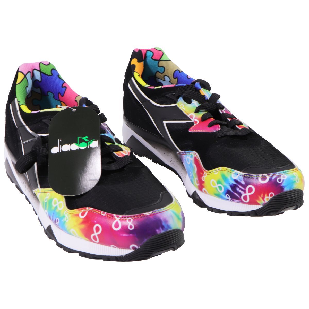 Diadora N9002 Autism Awareness Running Shoes - 10.5 - Black / Tie Dye ...
