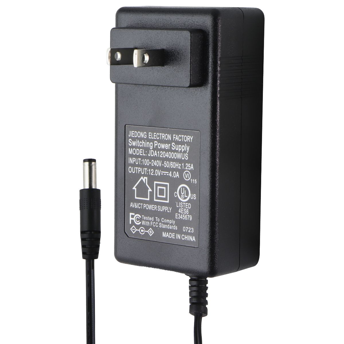 Jiedong Electron Factory AC Adapter (12V/4A) (JDA1204000WUS) - Black ...
