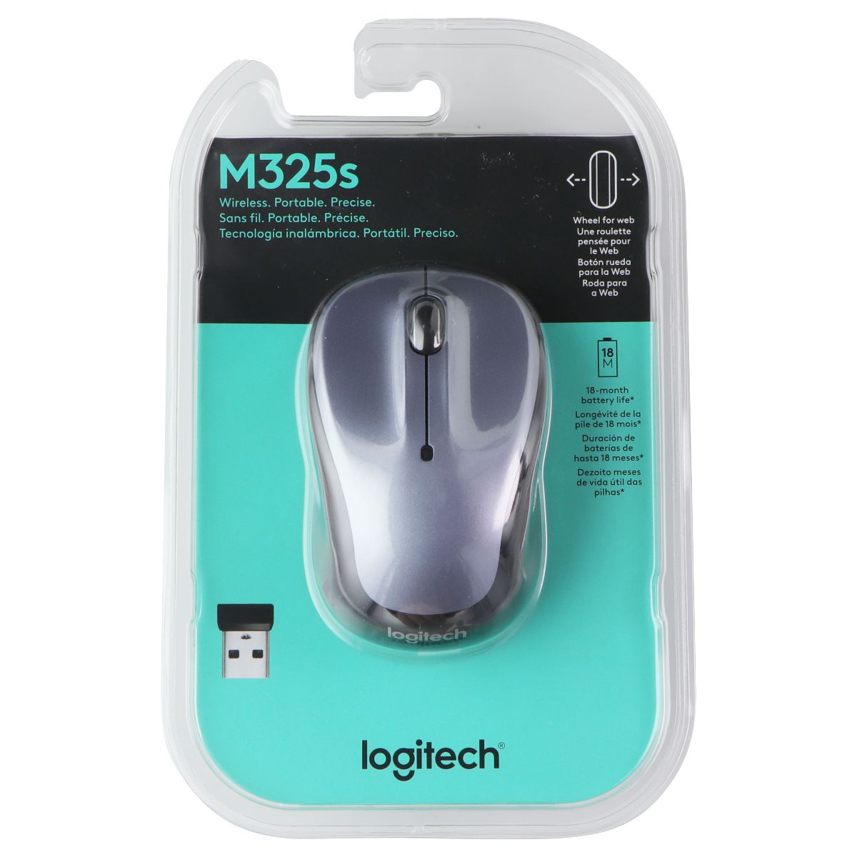 Logitech M325S Compact Portable Wireless Mouse - Light Silver/Black ...