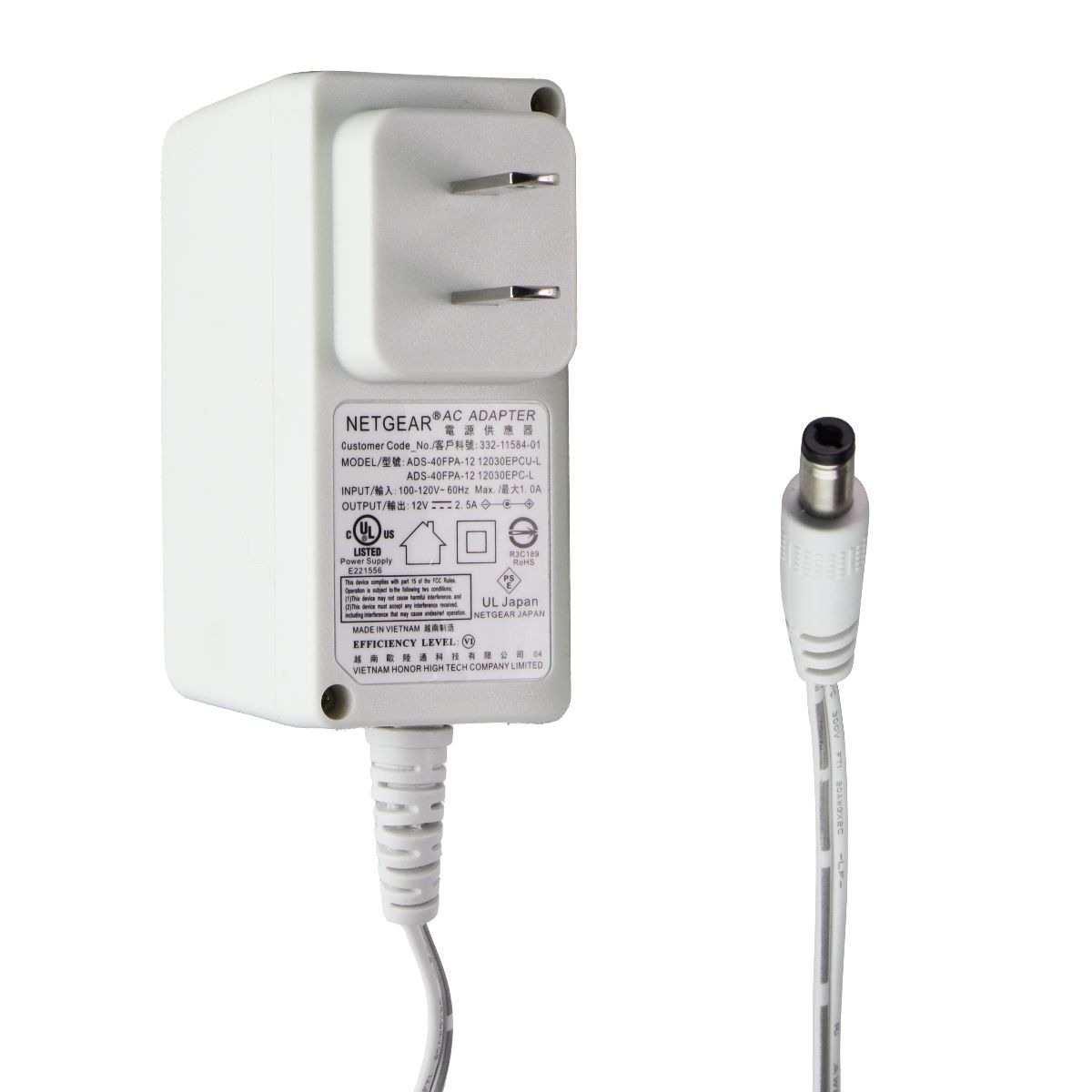 Netgear AC Adapter 12V/2.5A - White (ADS-40FPA-12 12030EPCU-L) – Simple ...