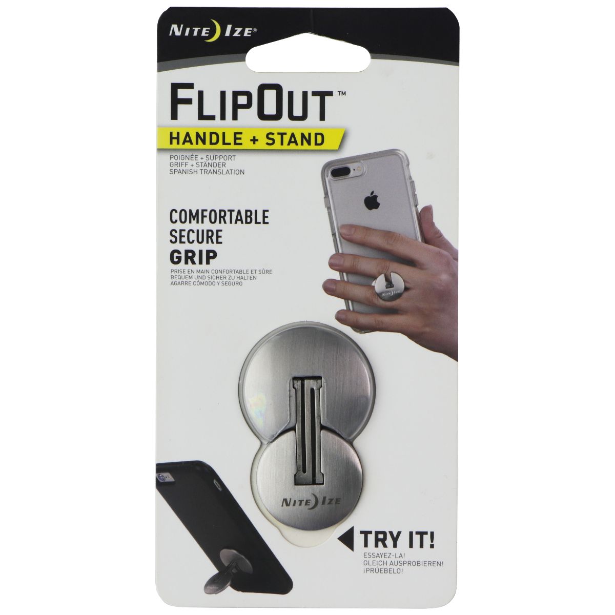 Nite Ize FlipOut Folding Handle and Stand for Smartphones - Silver ...