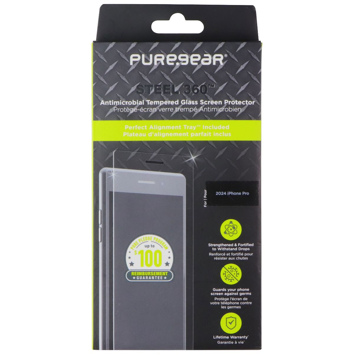 PureGear Steel 360 Tempered Glass Screen Protector for Apple iPhone 16 ...