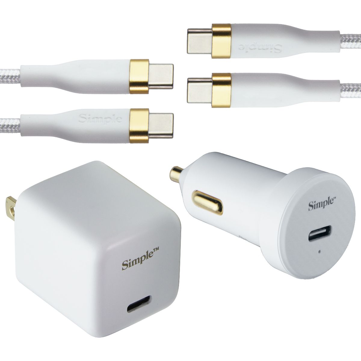 S. Simple 4-Pack Charger/6-Ft Cables/Car Charger Bundle (USB-C/30W ...