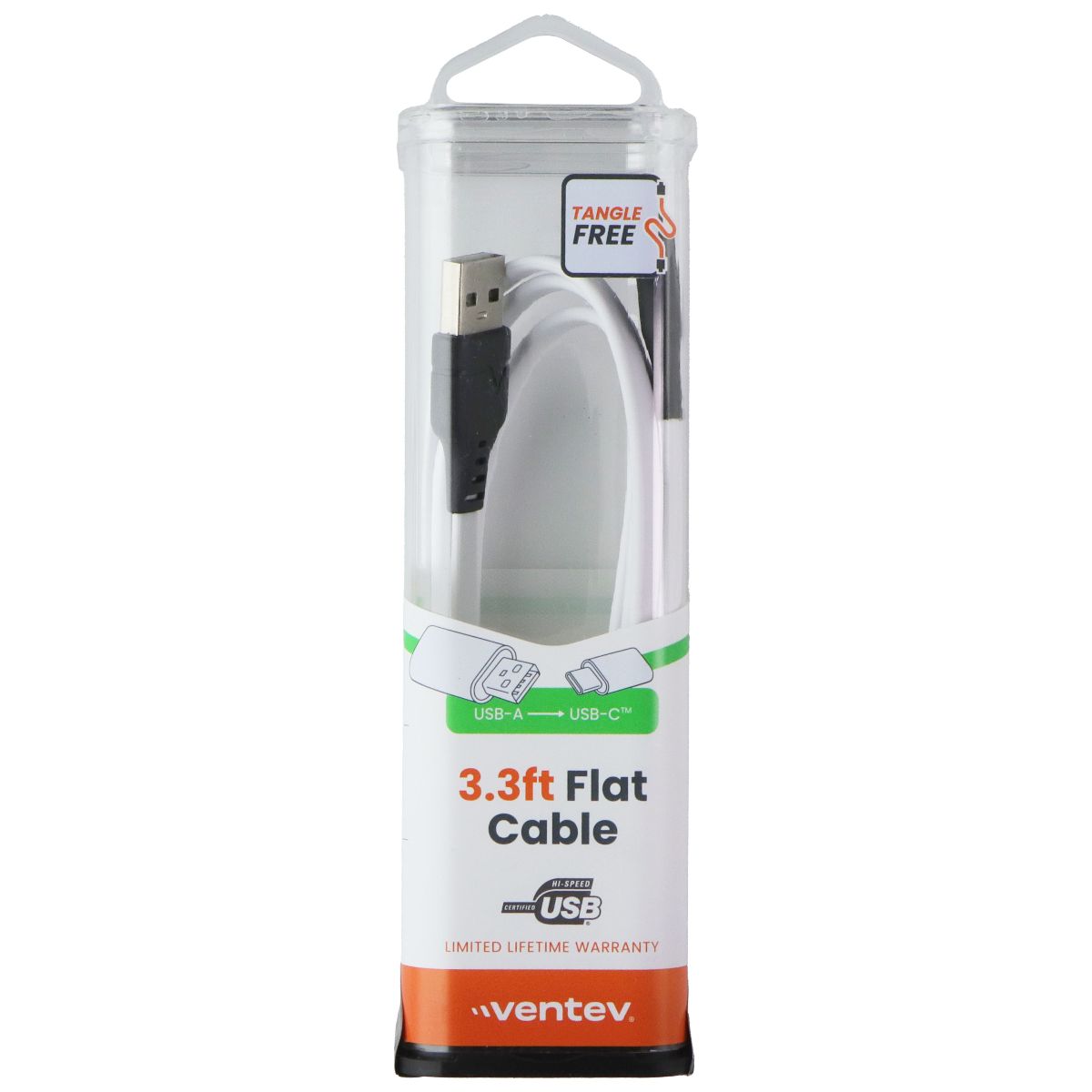 Ventev (3.3-Ft) ChargeSync Flat USB-C to USB-A Cable - White/Black ...