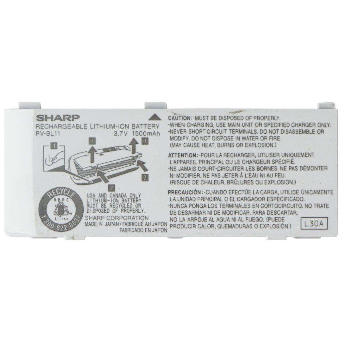 Sharp OEM Rechargeable Battery 3.7V 1500mAh PV-BL11 – Simple Cell Bulk