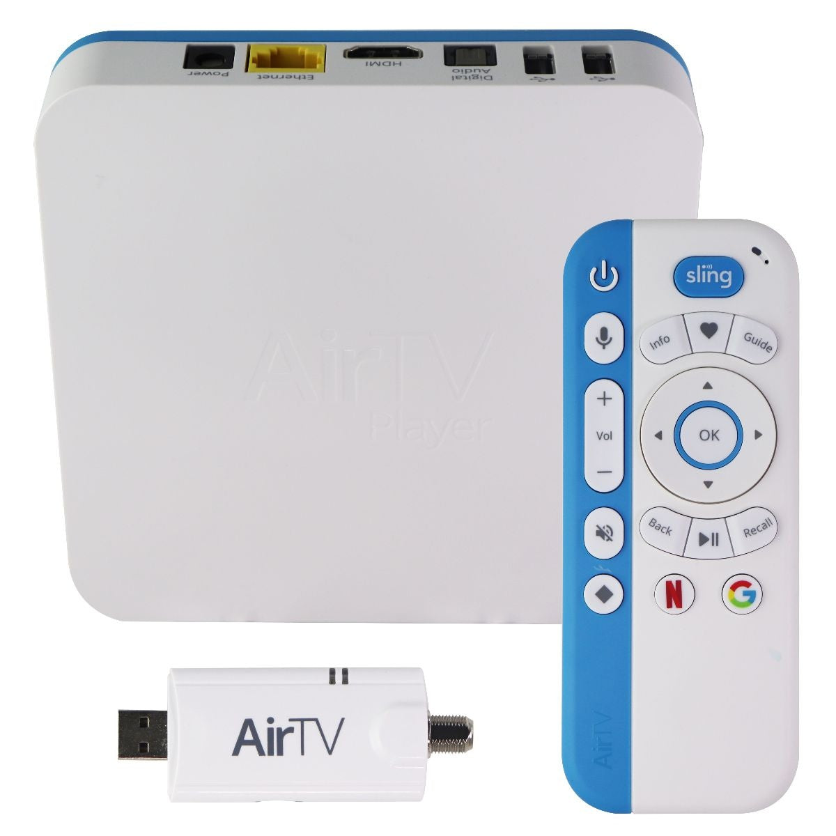 AirTV All-In-One Netflix and Sling TV Streaming Box - White/Blue ...