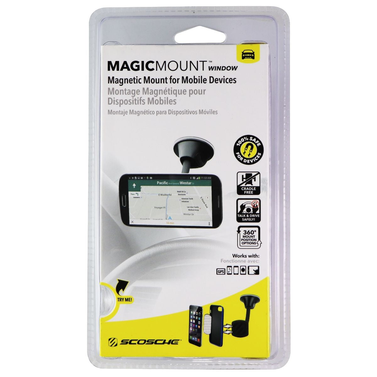 SCOSCHE MagicMount Universal Magnetic Phone/GPS Suction Cup Mount - Bl ...