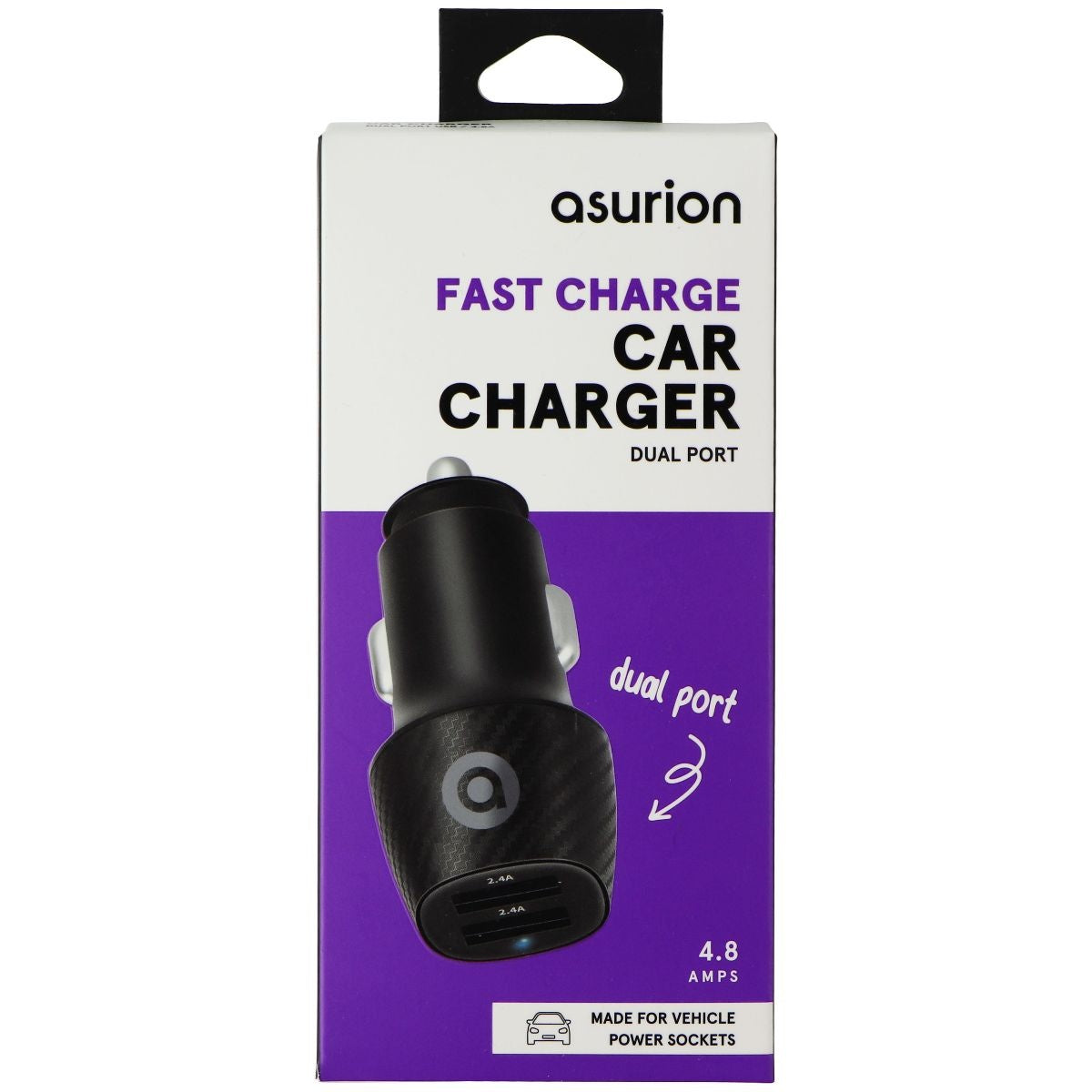 Asurion (4.8A) Fast Charge Dual USB Car Charger - Black/Carbon (383196 ...