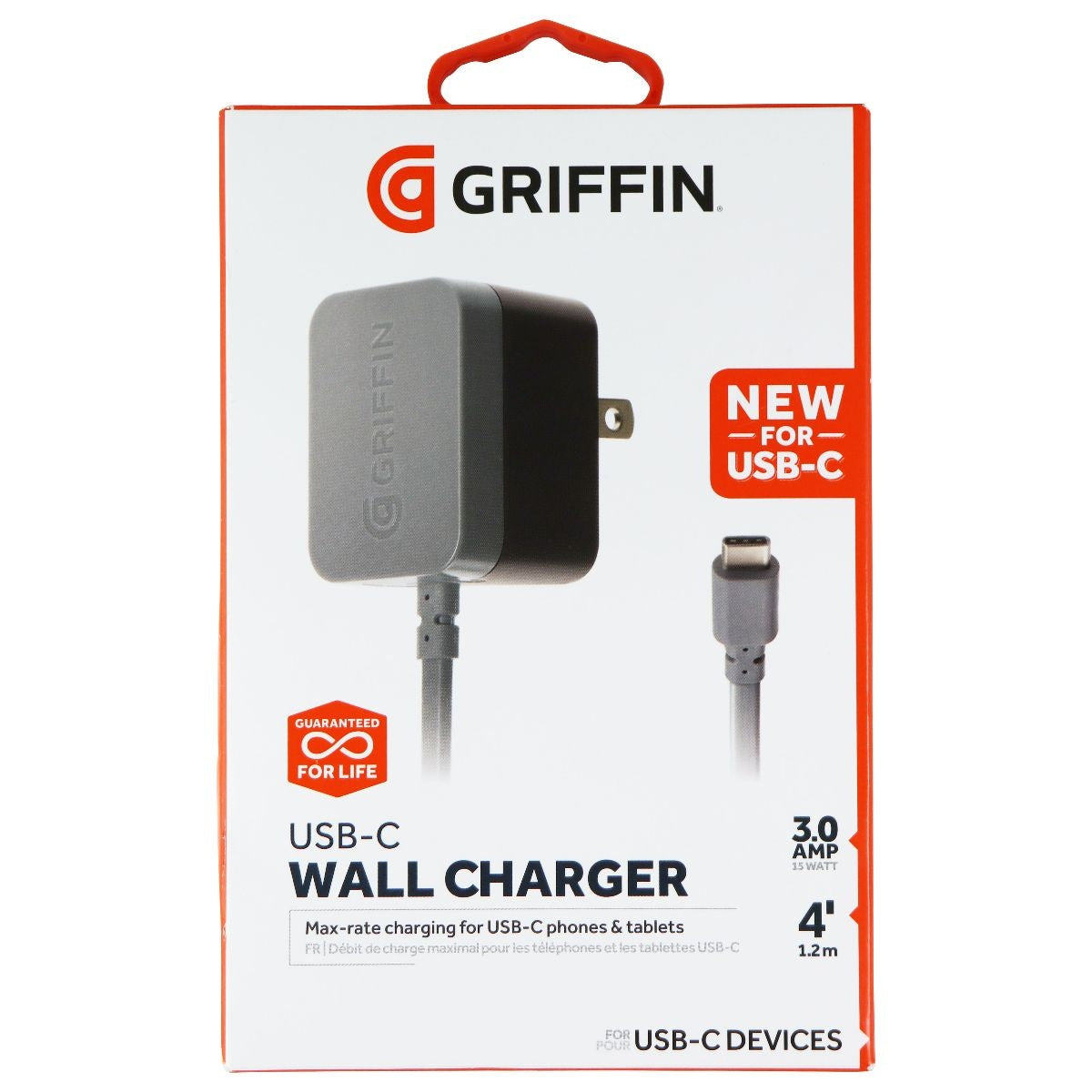 Griffin USB-C Wall Charger, PowerBlock SE with Attached Cable for USB ...