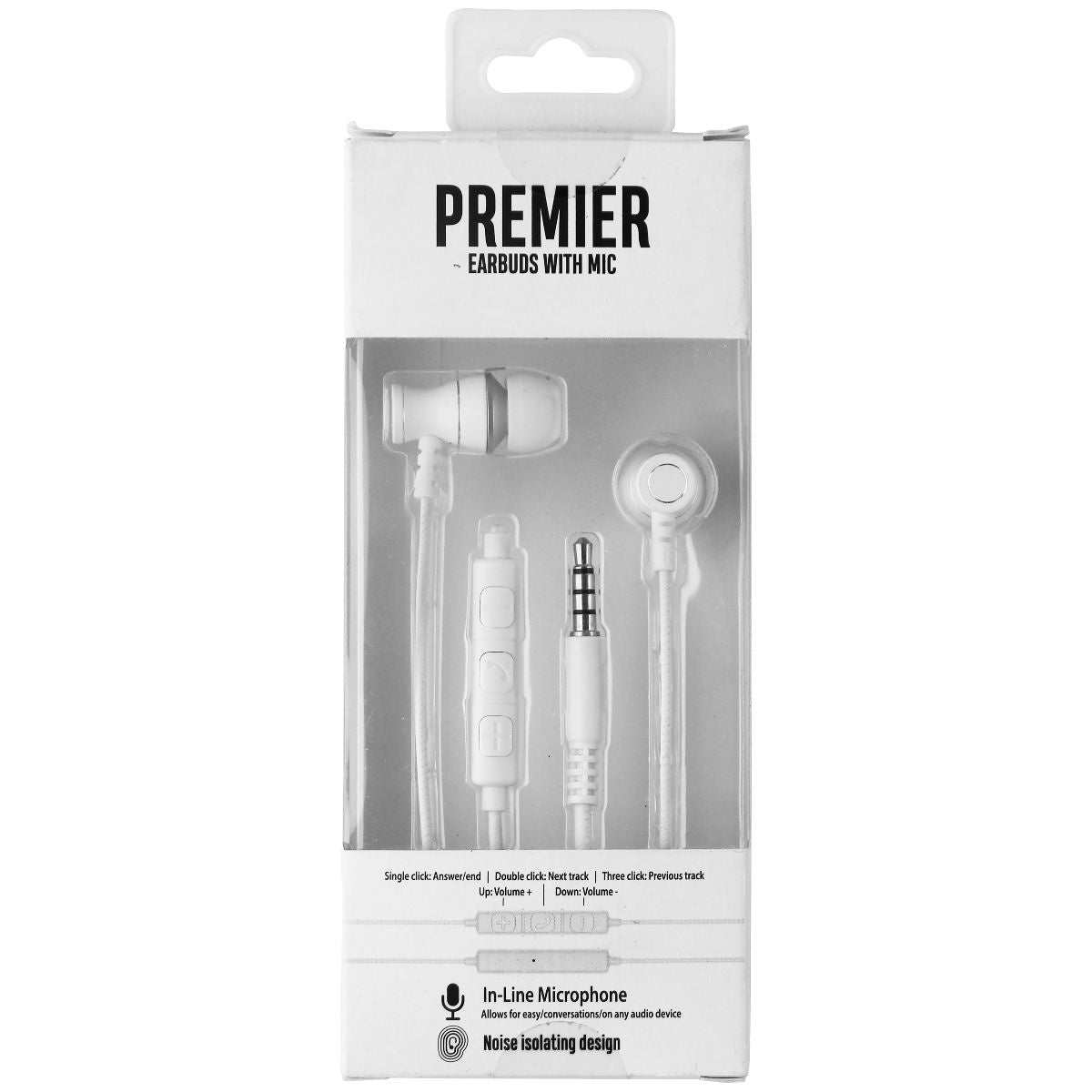 Premier 3.5mm In-Ear EarBuds with In-Line Microphone - White – Simple ...