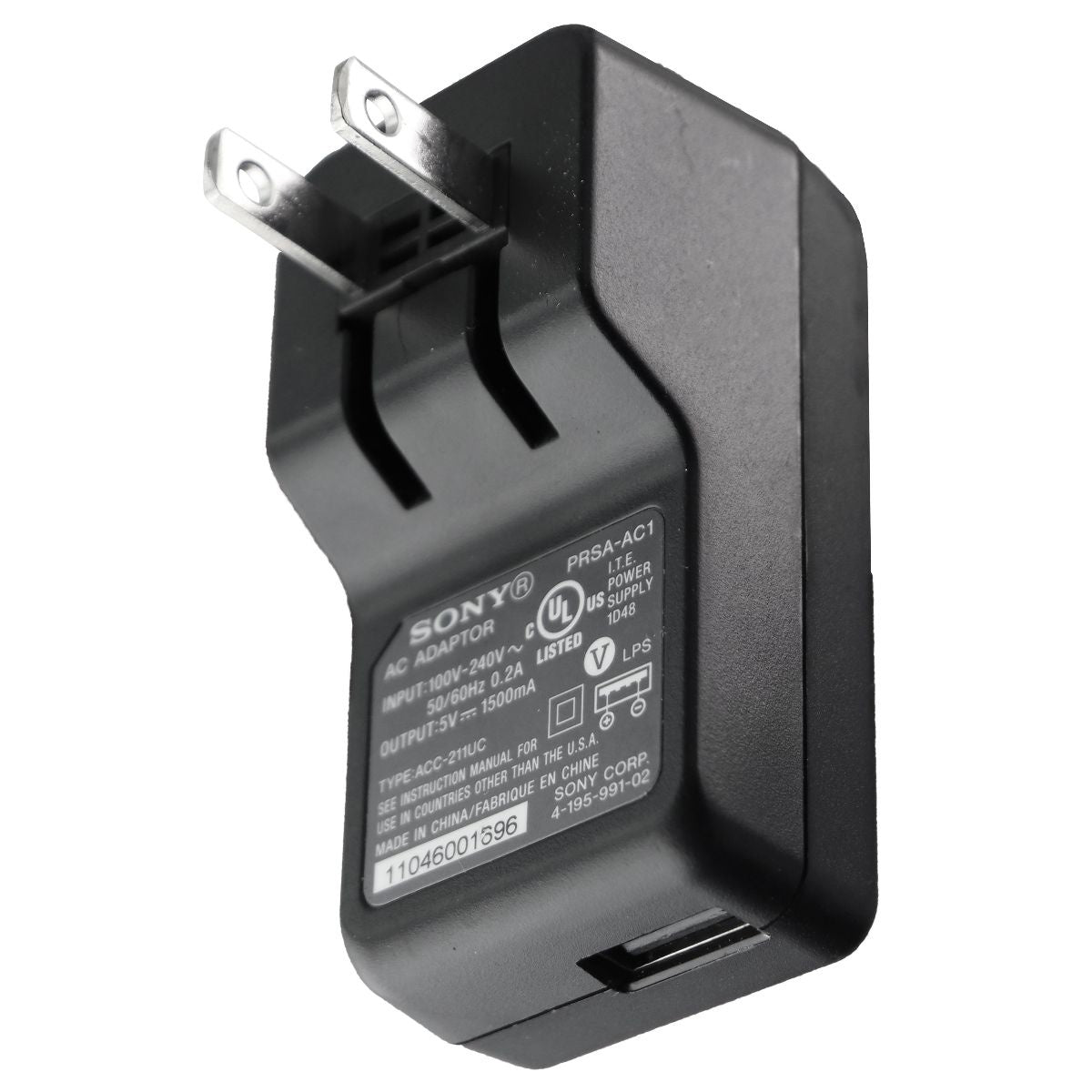 Sony (5V/1.5A) Single Port USB Wall Charger - Black (PRSA-AC1) – Simple Cell Bulk