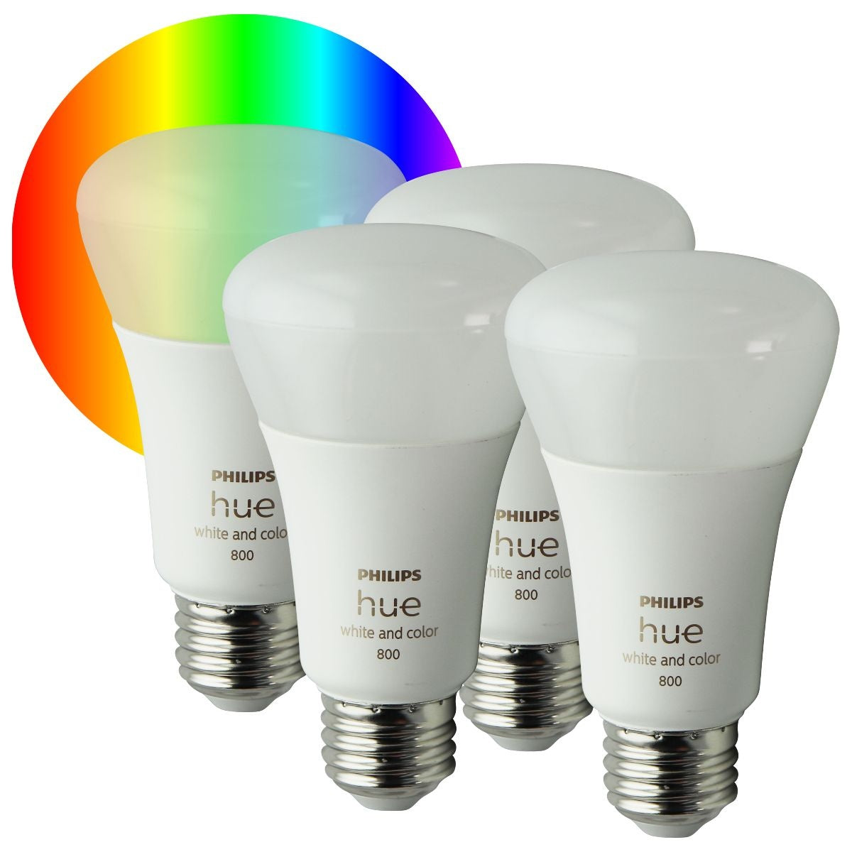 Philips Hue A19 LED Smart Bulb Starter Kit with 4 A19 Bulbs and 1 Hue ...