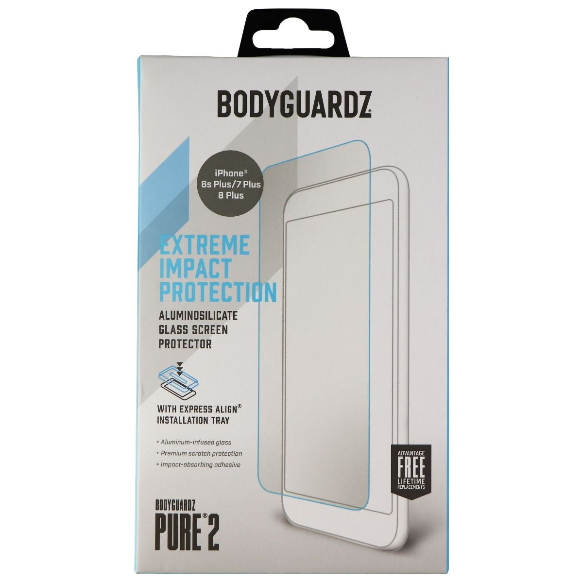 BodyGuardz Pure 2 Series Tempered Glass for iPhone 8 Plus/7 Plus/6s Pl ...