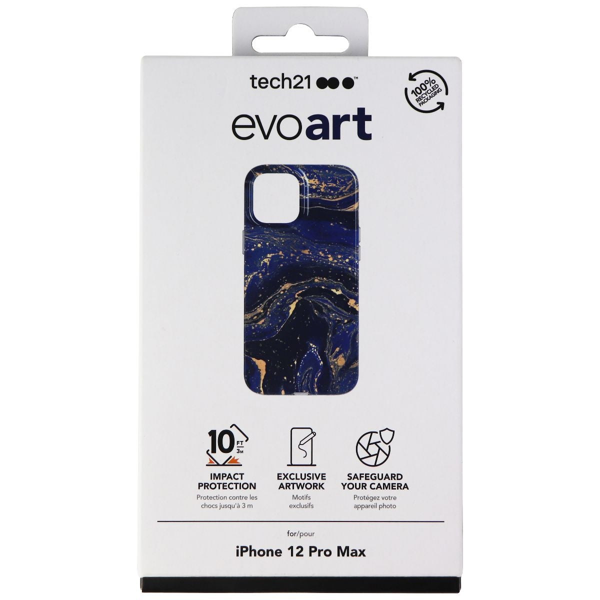 Tech21 Evo Art Series Case for Apple iPhone 12 Pro Max - Blue Marbling ...
