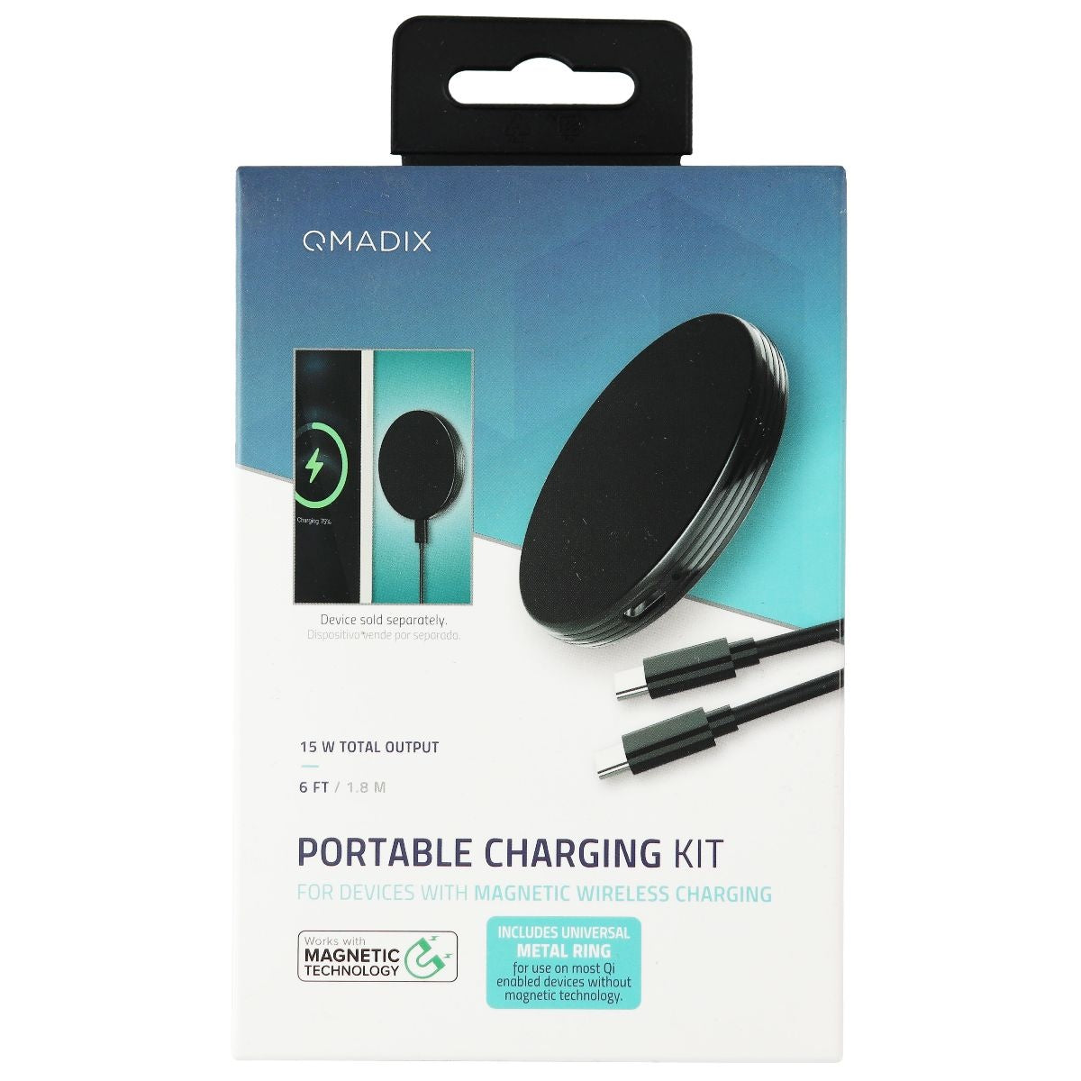 Qmadix Magnetic Portable Charger Kit (6FT/15W) - Black – Simple Cell Bulk