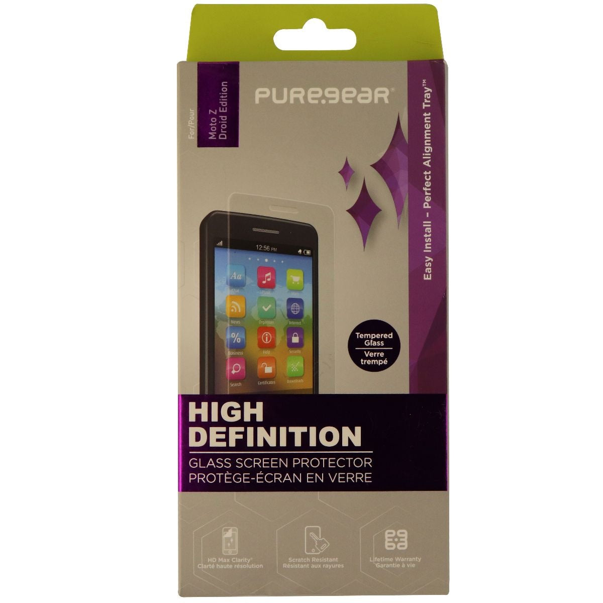 PureGear HD Tempered Glass Screen Protector for Motorola Moto Z - Clea ...