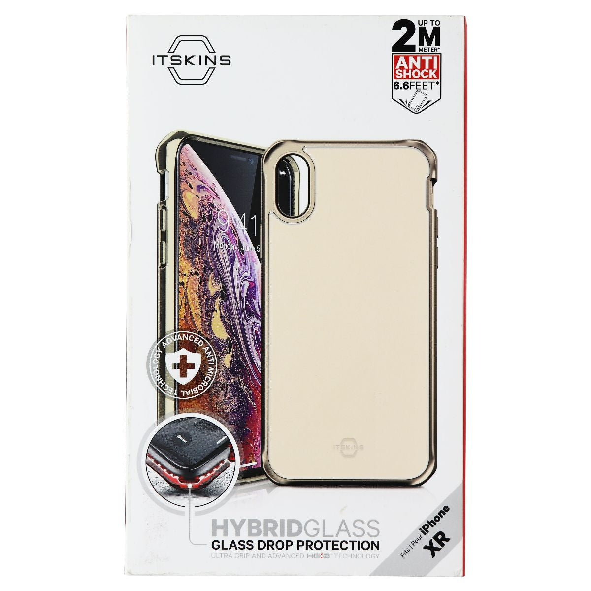 ITSKINS Hybrid Glass Protective Phone Case for Apple iPhone XR - Gold ...